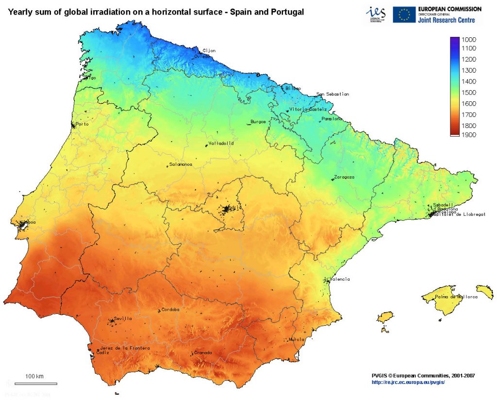 Mapa de la radiación solar en Europa | Paneles solares